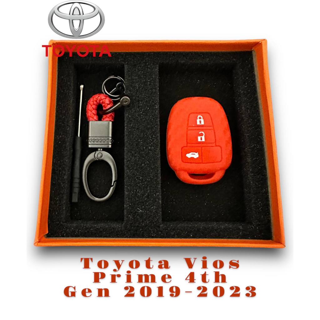 Carbon fiber Silicone Set Remote Key Cover for Toyota Vios 4th Gen 2019 ...