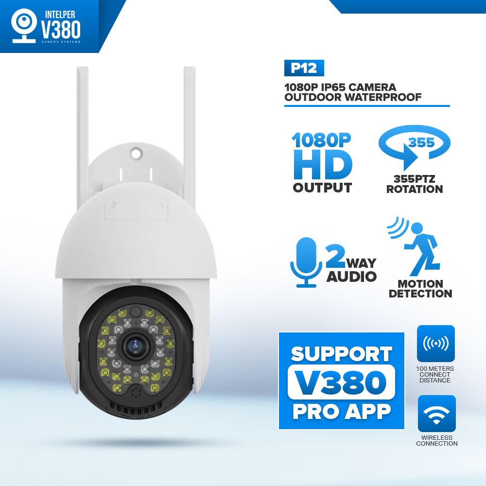 Intelper V380 P12 2MP CCTV Camera Wireless Outdoor Waterproof HD 4X Digital Zoom Security Camera ...