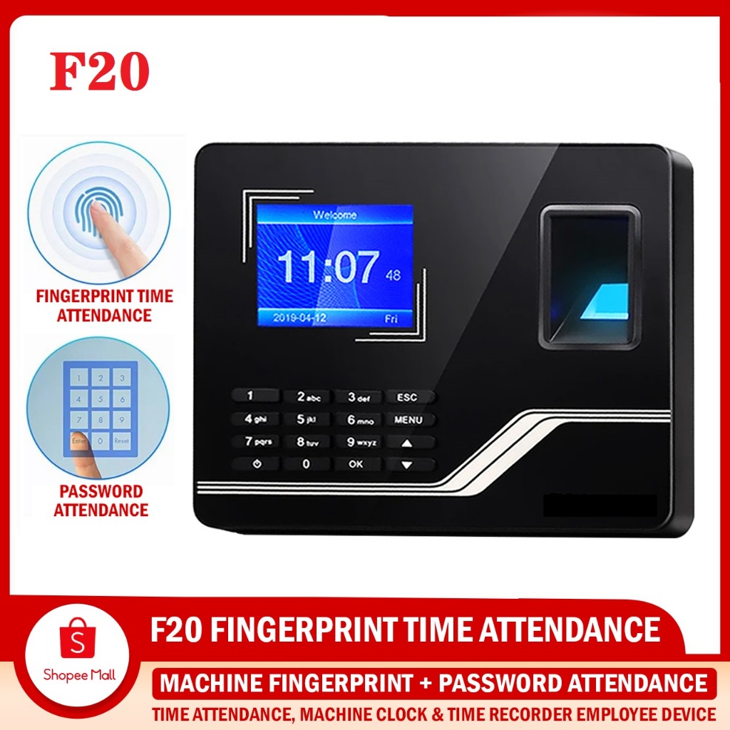 Fingerprint Access Control Time Attendance Machine Biometric F20h Shopee Philippines