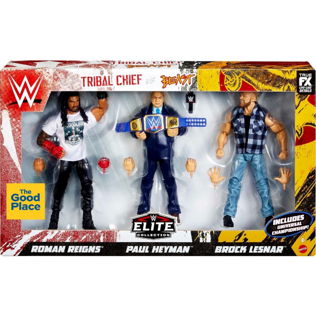 MATTEL WWE Elite Tribal Chief vs Beast Incarnate 3-Pack Roman Reigns ...