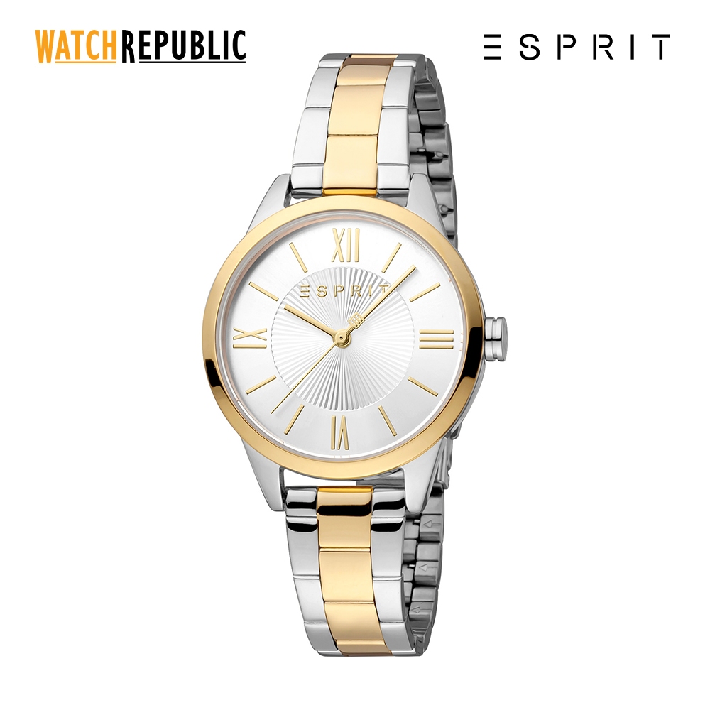 Esprit Pointy Ii Gold Two Tone Stainless Steel Analog Quartz Watch For ...