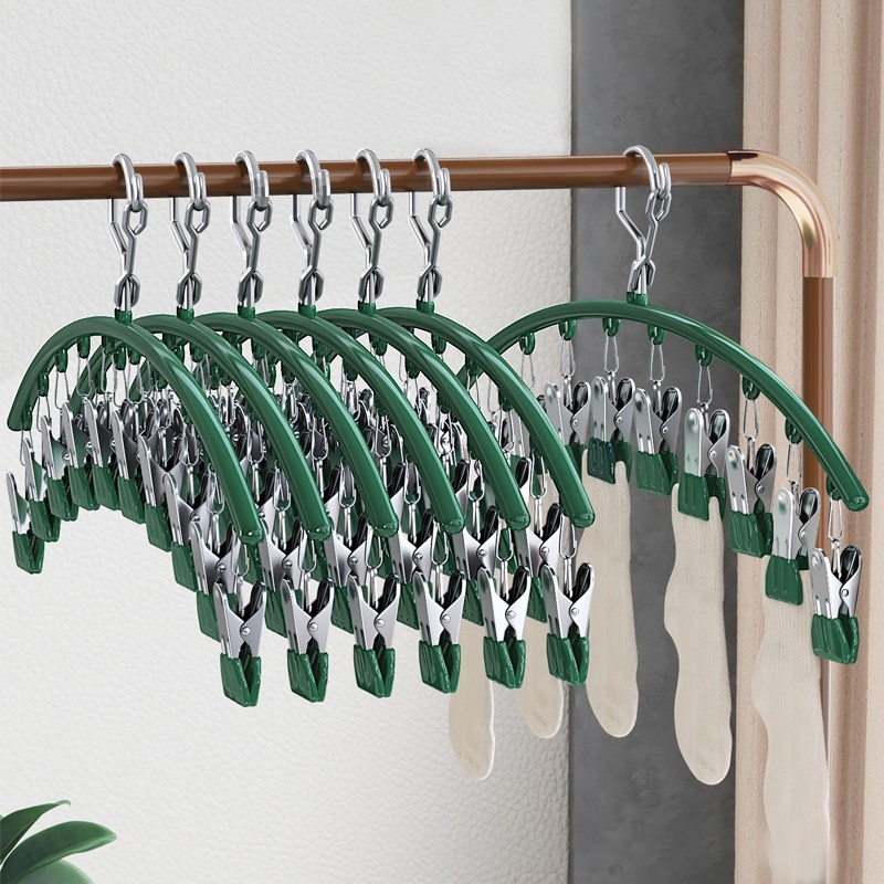 1PC Stainless Steel Hangers with Clips Hanging Closet Organizer Space ...