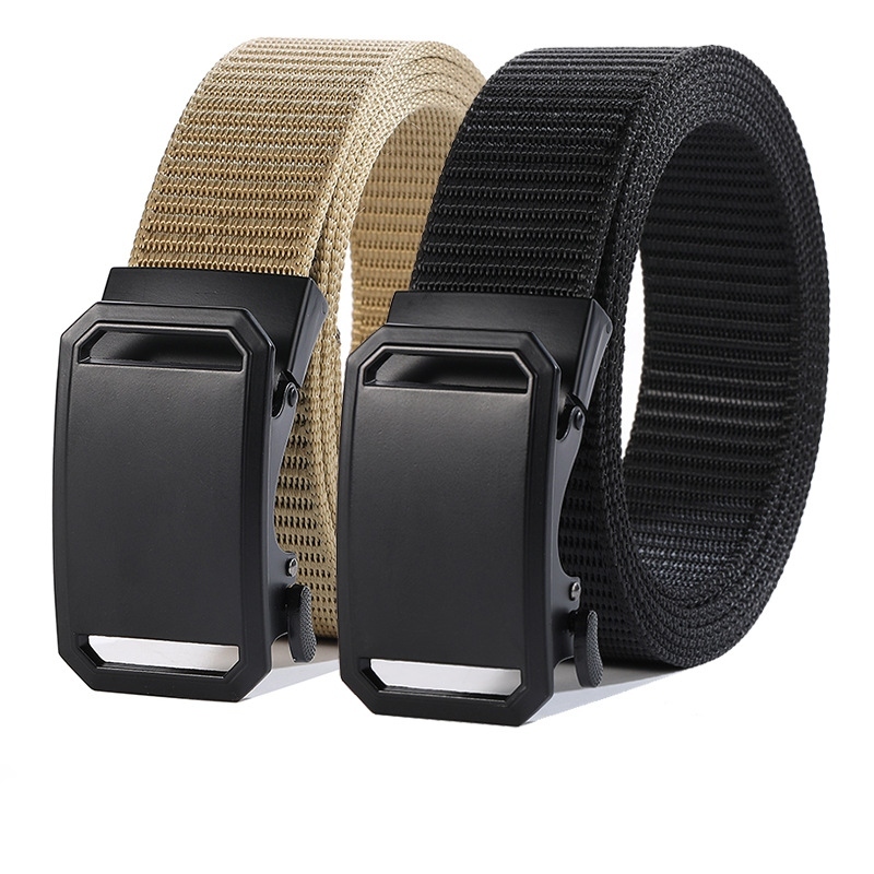 Automatic Buckle Belt for Men, All-Match Workwear, Casual Canvas Nylon ...