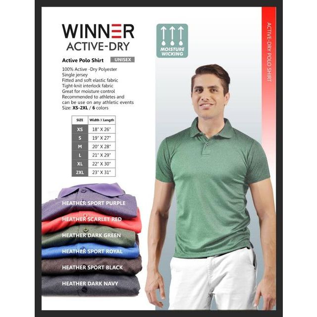WINNER ACTIVE-DRY POLO SHIRT (SPORTS POLO) | Shopee Philippines