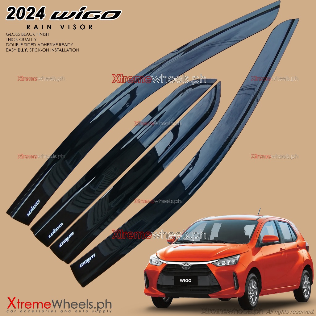 all new Toyota Wigo 2024 to 2025 Thick Slim Black Rain Window Door ...