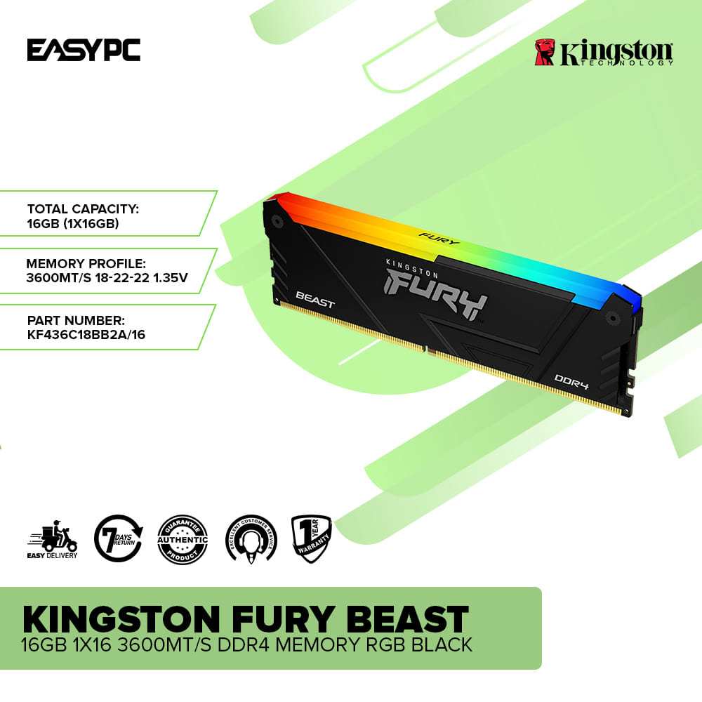 EasyPC| Kingston Fury Beast 16gb ddr4 ram| 2x8 3200MT/s/ 1x16 3200MT/s/ 1x16 3600MT/s| RGB ...