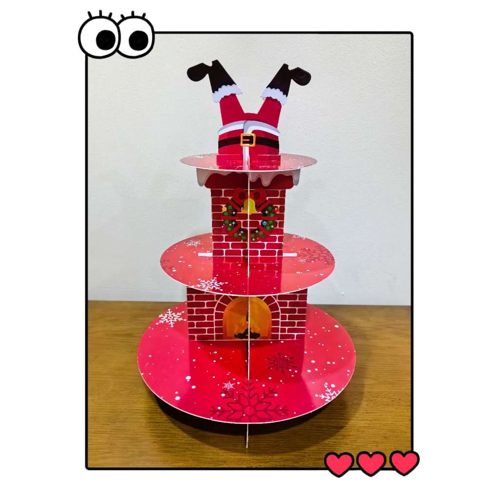 Merry Christmas santa claus Three Layers Cupcake Stand birthday party ...