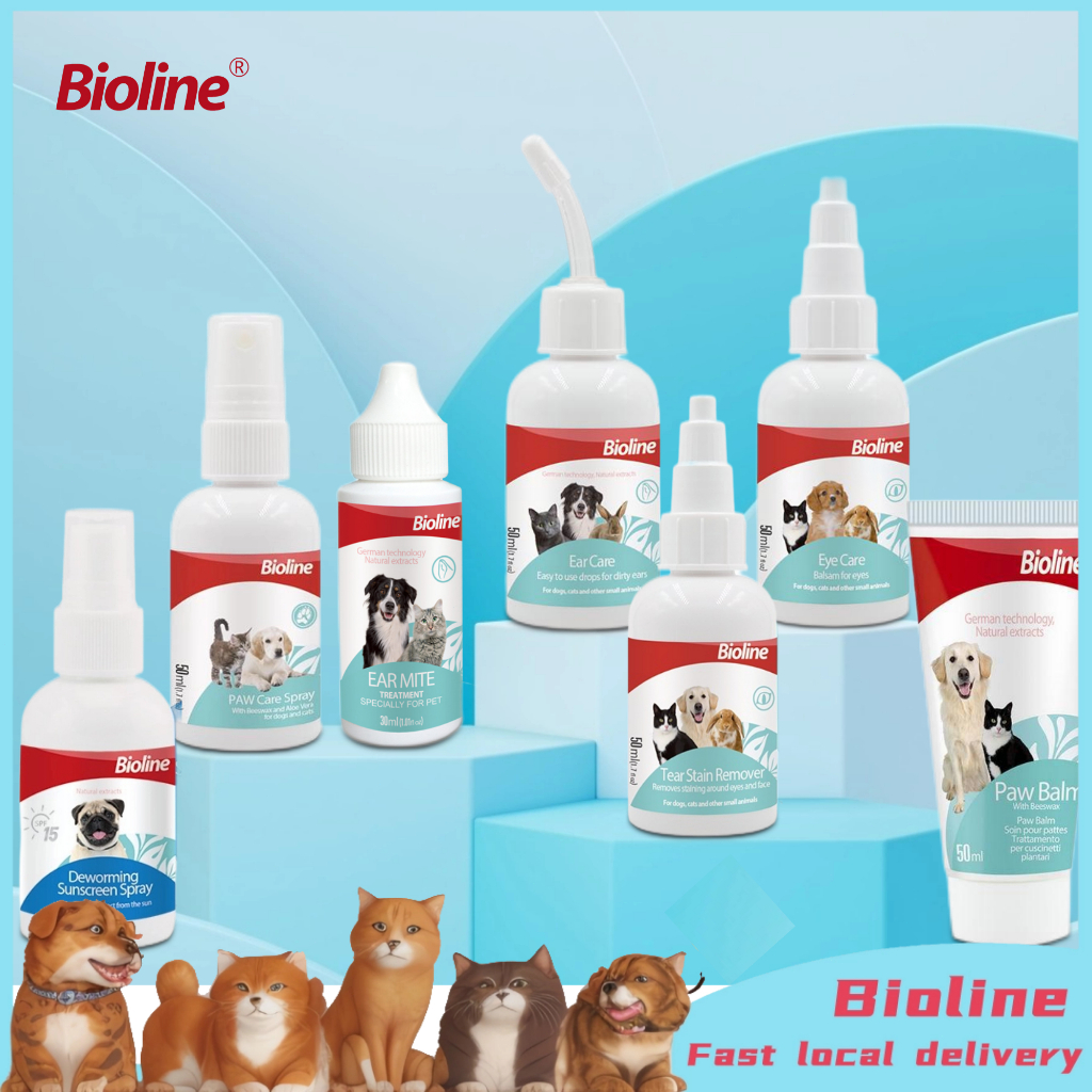 Bioline Ear Care Cleaner Drops/Eye Care/Ear Mites/Tear Stain nasal pet ...