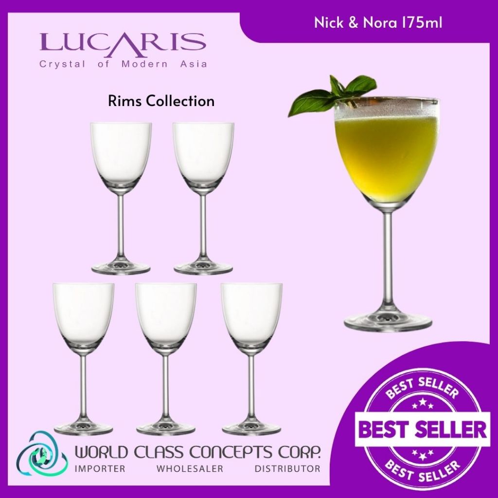 Lucaris Glassware Rims Nick And Nora Drinking Glass 6 Oz. 175mL (Set Of ...