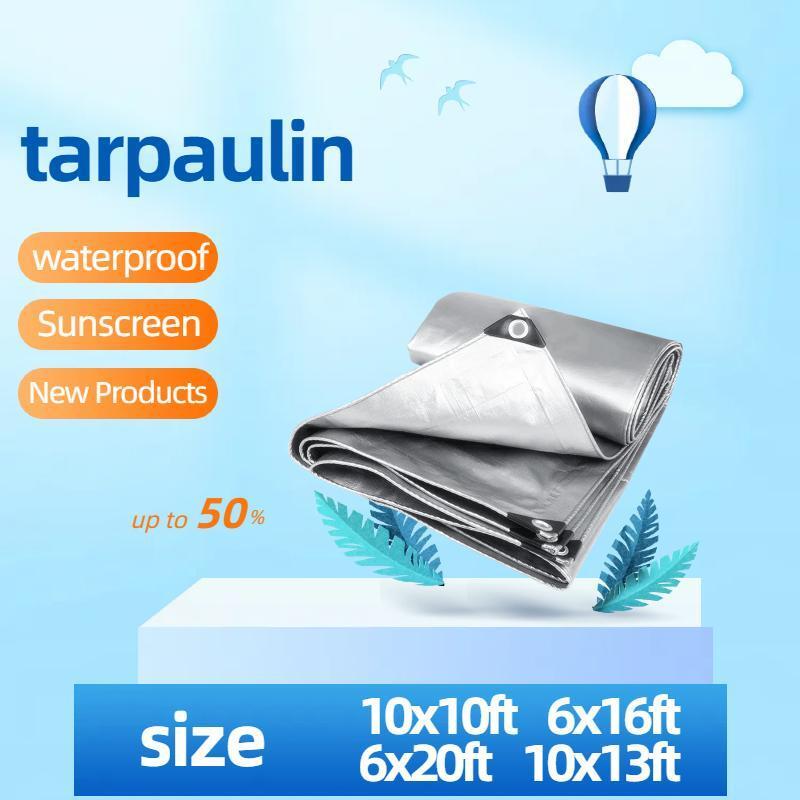 (Free 10M Rope)Lona Trapal Makapal Rainproof Tarpaulin Cloths Silver ...