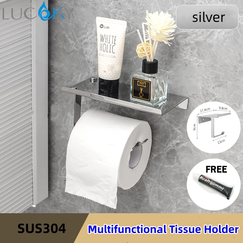 18cm Stainless Steel Wall Toilet Roll Paper Holder Rack Tissue Roll ...