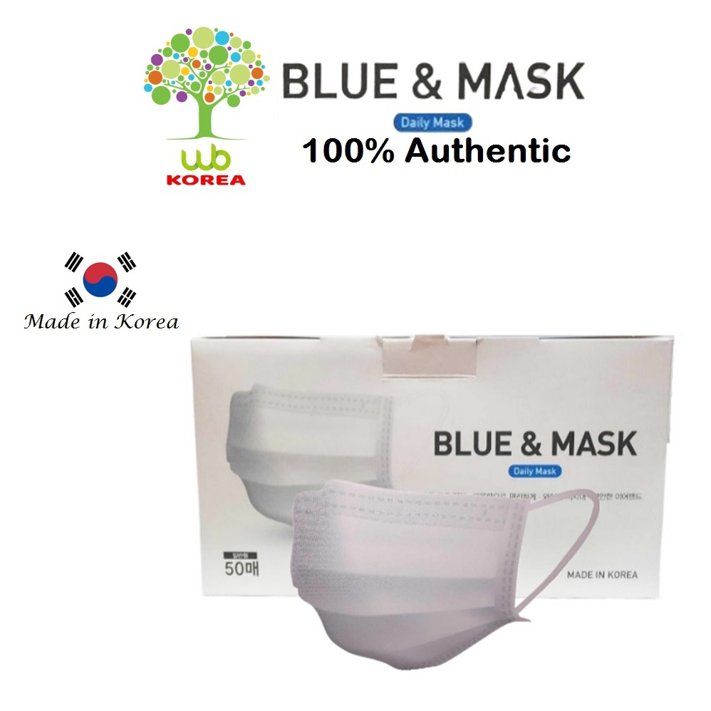 BLUE & MASK Disposable Mask Made in Korea (50PCS./BOX) WHITE | Shopee ...