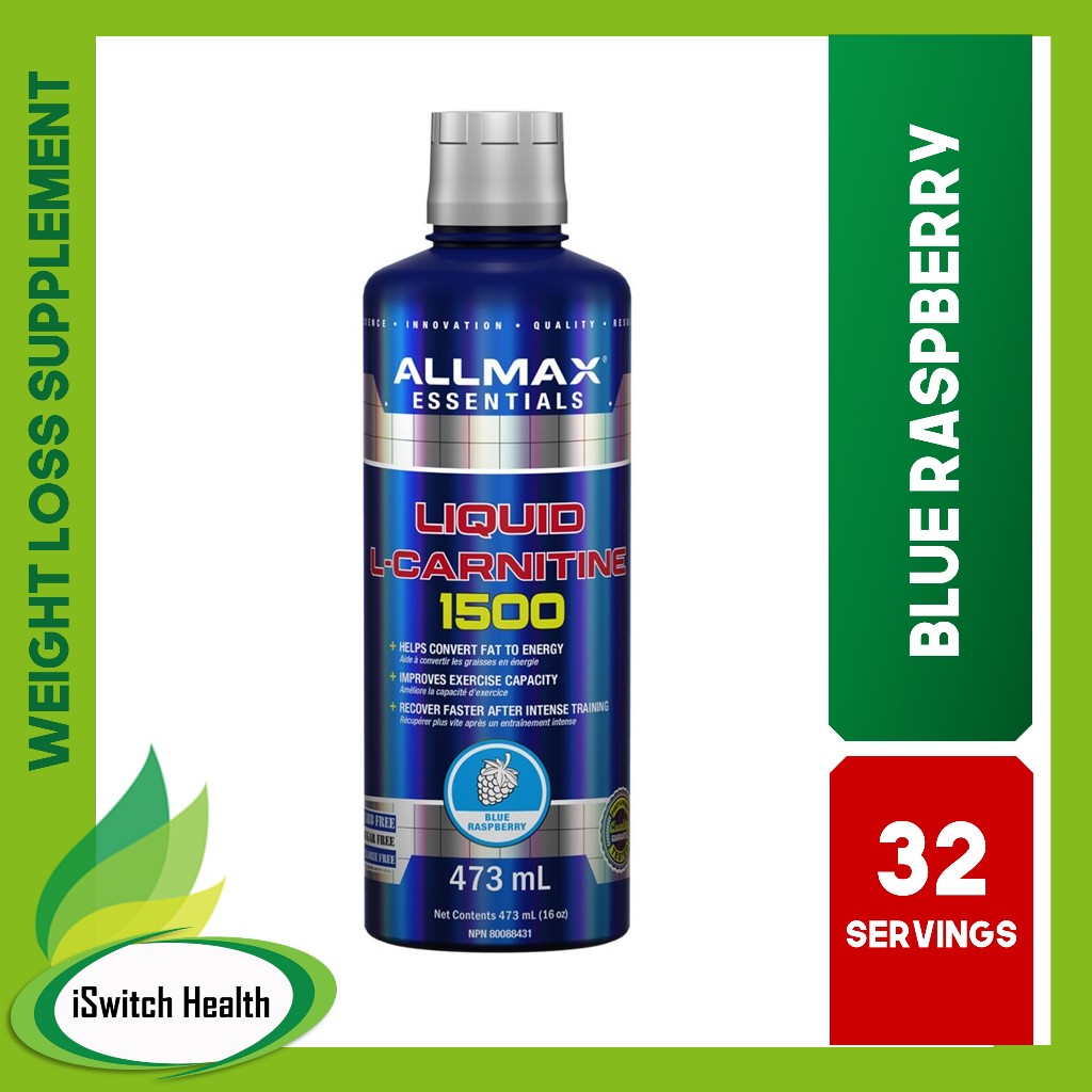 AllMax Nutrition Liquid L-Carnitine - Blue Raspberry - 16 Fl. Oz. - 32 Servings | Weight Loss ...