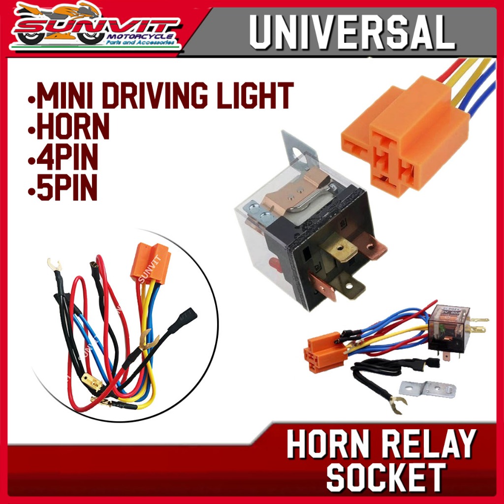 MOTORCYCLE HORN RELAY SOCKET SET UNIVERSAL 5PIN 4PIN | Shopee Philippines