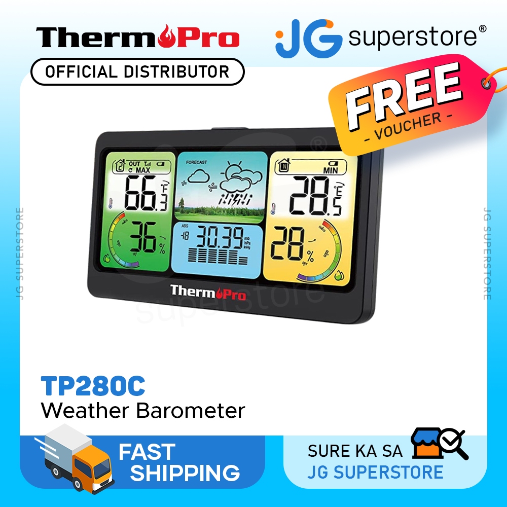 ThermoPro TP280C 1000ft Multi-Format Weather Forecast Barometer w/ Dual ...
