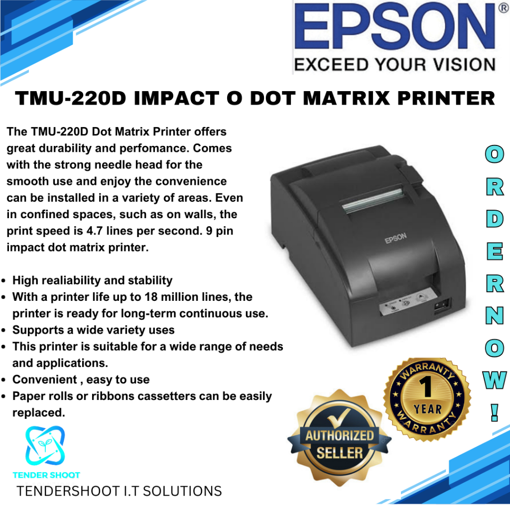 Epson TM-U220PD TM-U220D DOT Matrix Receipt Printer !BRAND NEW ...