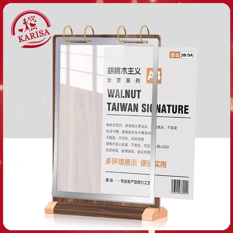 A4 Wooden Restaurant Menu Stand Page Turning Menu Display Stand Menu ...