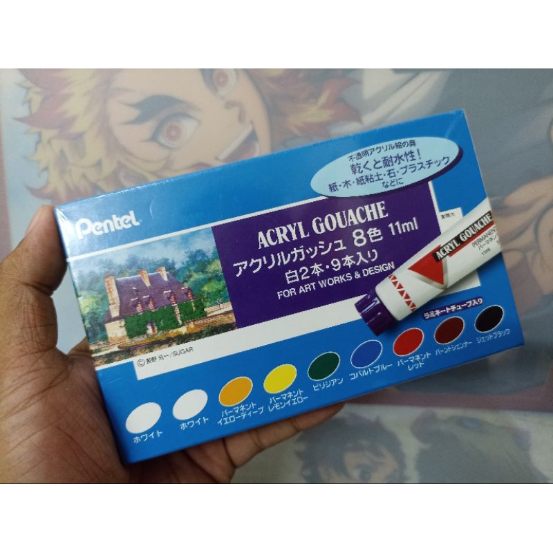 Pentel ACRYL GOUACHE 8 Colors 11ml | Shopee Philippines