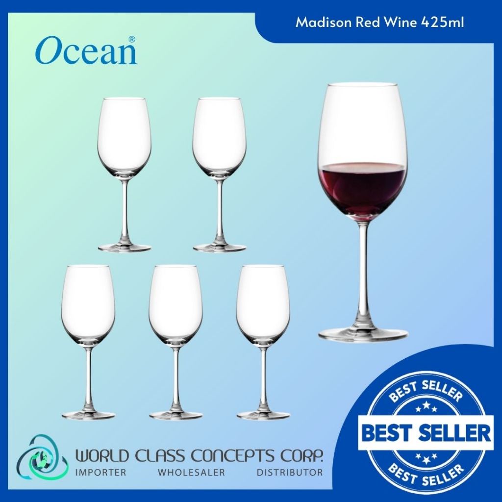 Ocean Glassware Madison Red Wine Champagne Drinking Glass 425ml (Set of ...