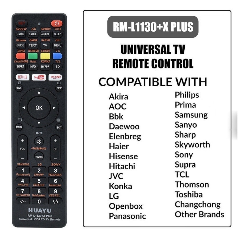 Cod Huayu Rm L1130 X Plus Universal Smart All Brands Lcd Ir Tv Remote