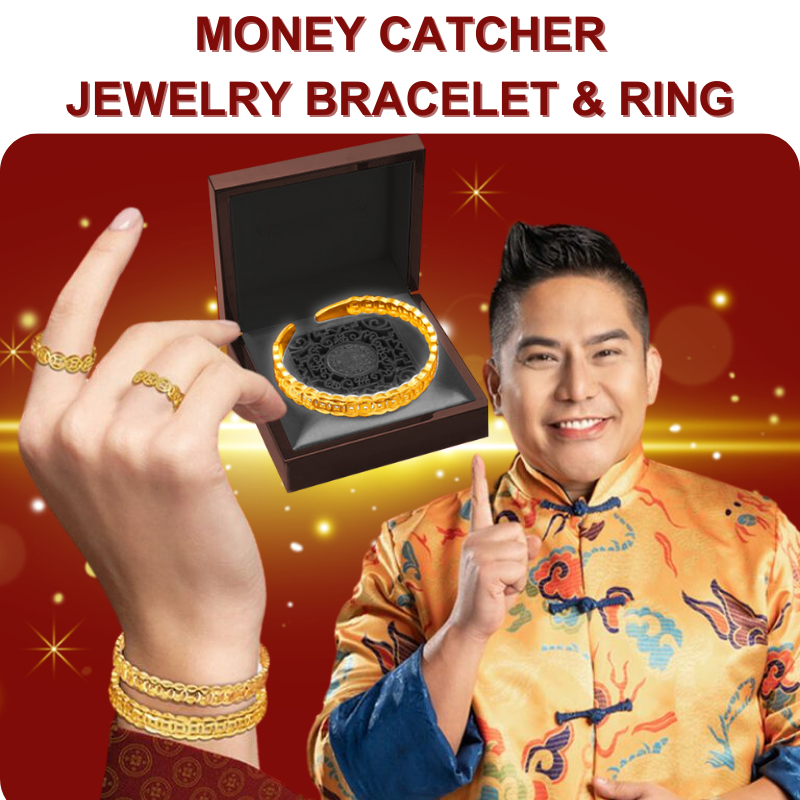 Money Catcher Jewelry Original Feng Shui Bracelet & Ring 18K Gold Lucky ...