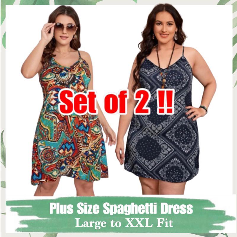 Set of 2‼️Plus Size Spaghetti Strap Daster-Large to XXL Fit | Shopee ...
