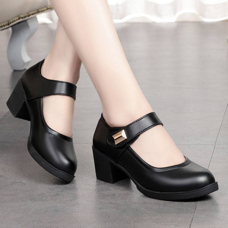 new school shoes school for women Soft leather mother shoes high heels ...