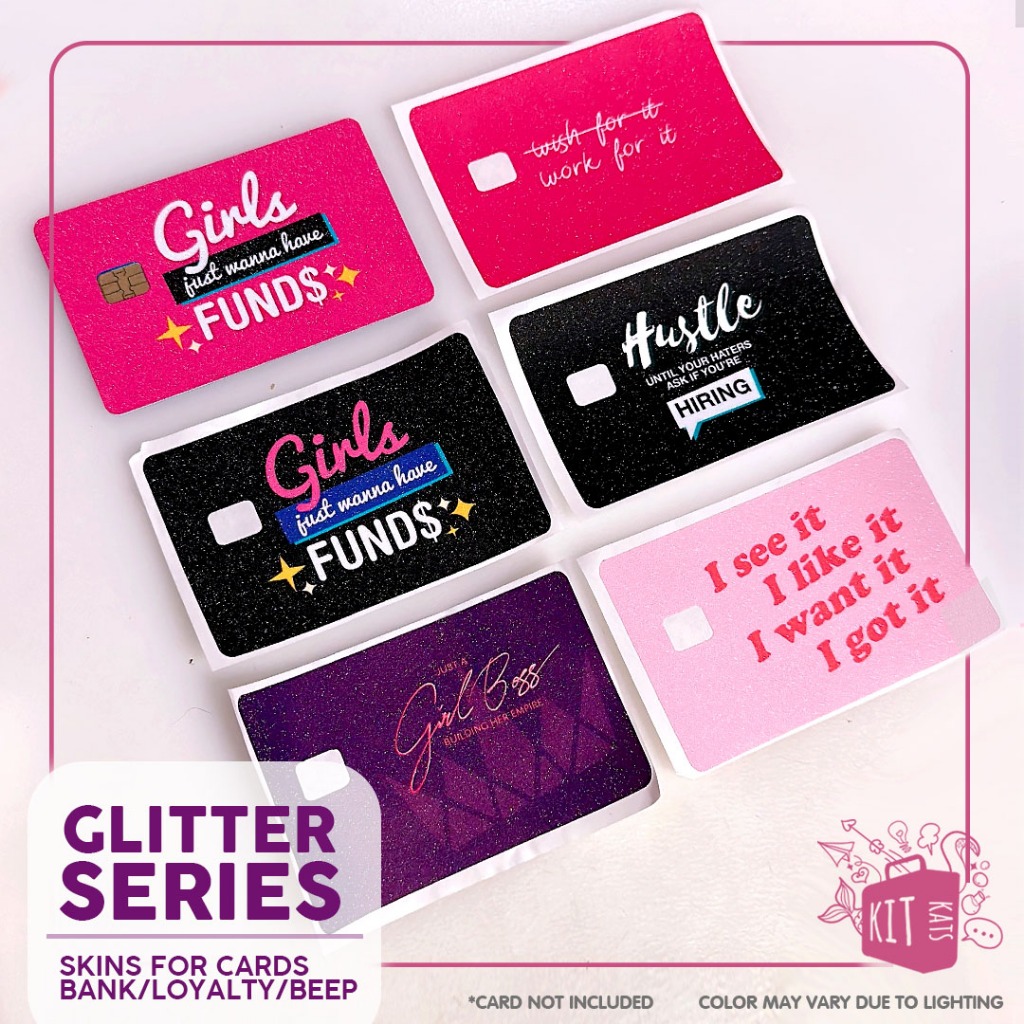 Glitter Series Bank Debit card skin or beep loyalty card stickers ...