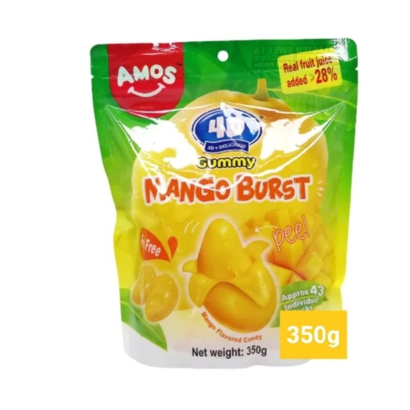 Amos 4D Mango Burst Gummy Candy 350g Individual packs | Shopee Philippines