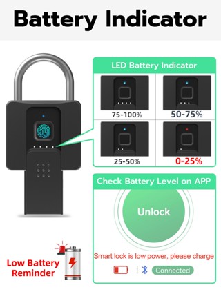 Waterproof Padlock Smart Fingerprint Padlock With Key Heavy Duty Door ...