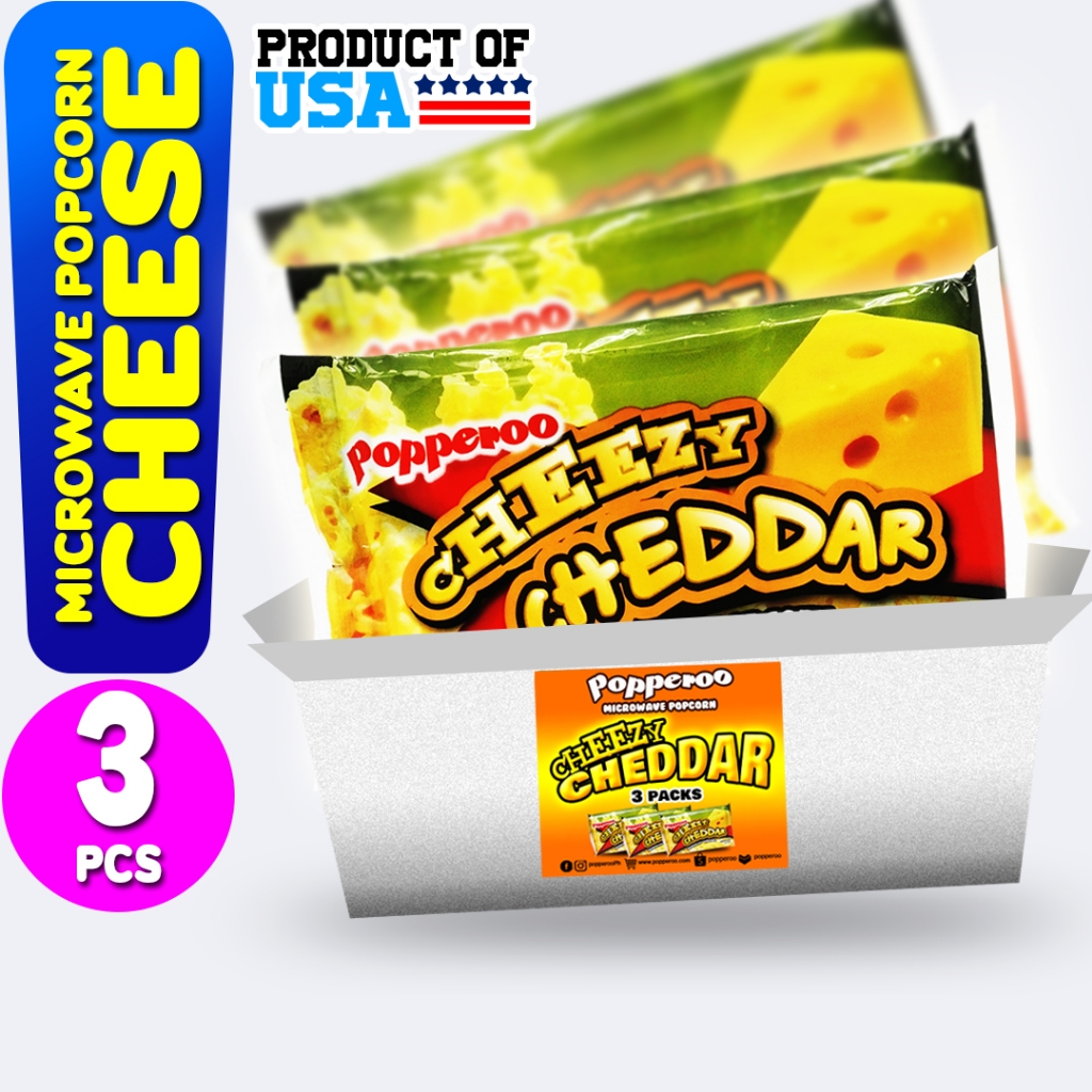 POPPEROO - 3pcs Microwave Popcorn - Cheezy Cheddar | Shopee Philippines