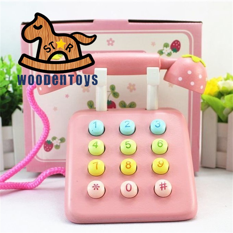 simulation wooden toys telephone for kids | Shopee Philippines