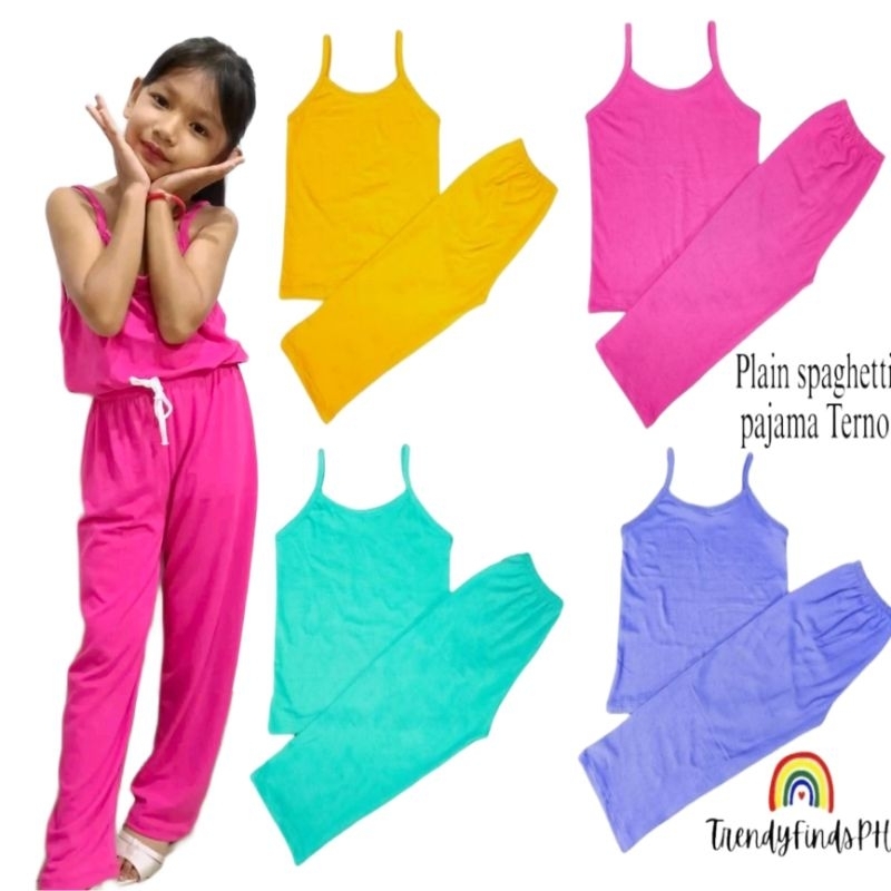 Plain Terno Spaghetti Pajama for girl kids Basic Clothing/Trendy ...