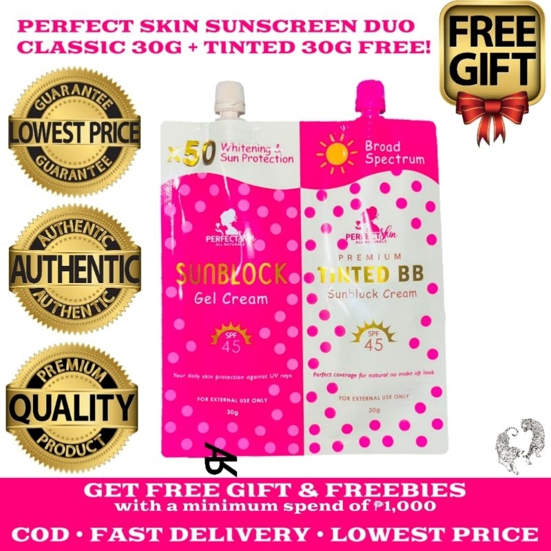 AUTHENTIC Perfect Skin Sunblock Twin Pack Classic & Premium Tinted Sunscreen 30g ORIGINAL ...
