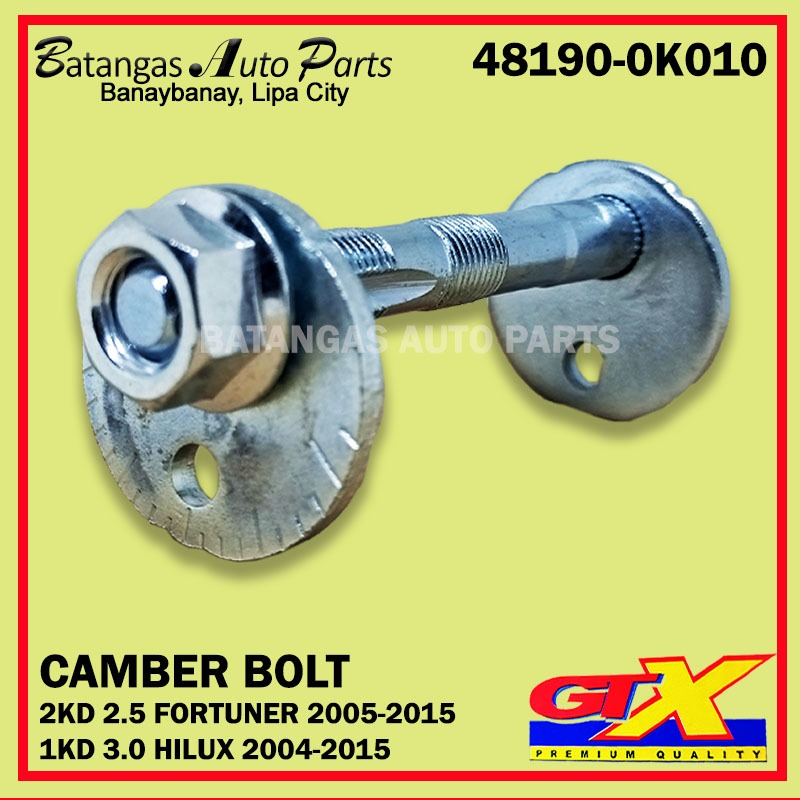 GTX CAMBER BOLT TOYOTA HILUX 2004-2015 FORTUNER 2005-2015 1KD / 2KD ...
