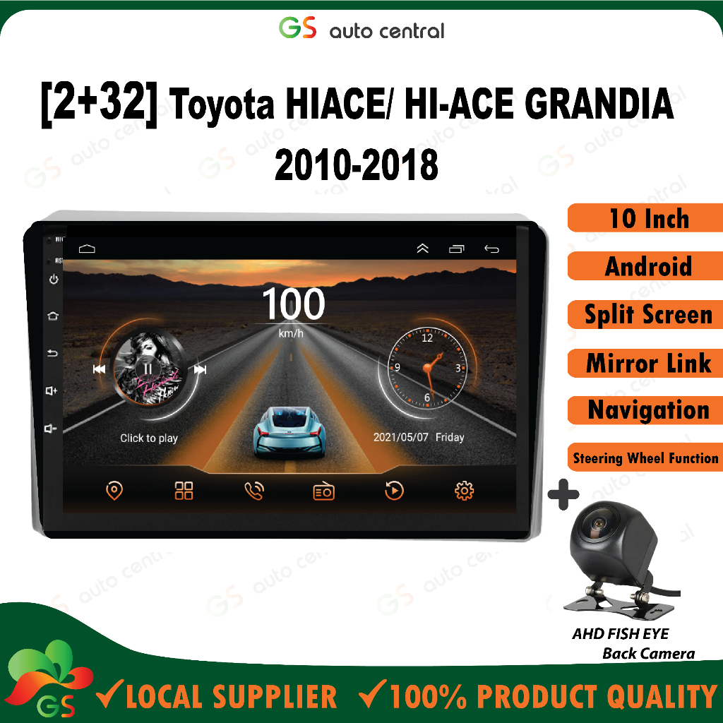10 Inch PLUG AND PLAY Android Head Unit for Toyota HIACE HI-ACE GRANDIA ...
