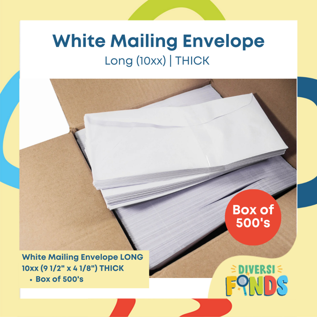1BOX (500pcs) White Mailing Envelope Short (6 3/4X) and Long (10XX)- Thin or Thick | Shopee ...