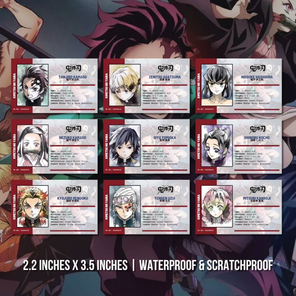 Kimetsu No Yaiba Anime ID Cards Profile Cards (Waterproof and ...