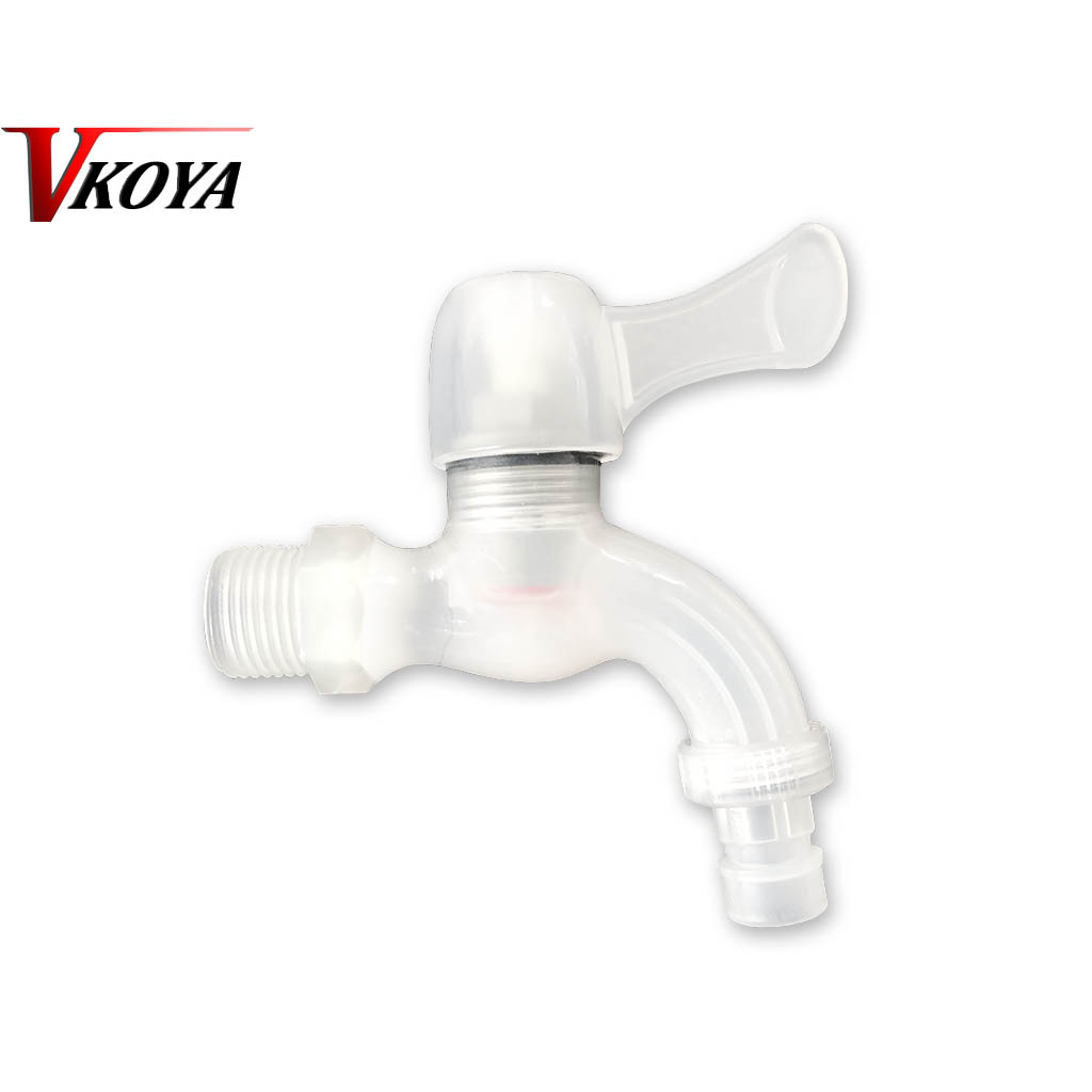 Vkoya PVC White Faucet Plain Bibb With Hose Connector 1/2" Thread Size ...