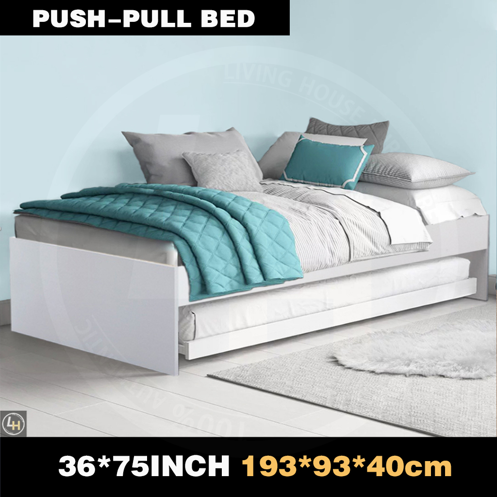 LIVING upgraded wooden single bed frame with headboard double bed bunk ...