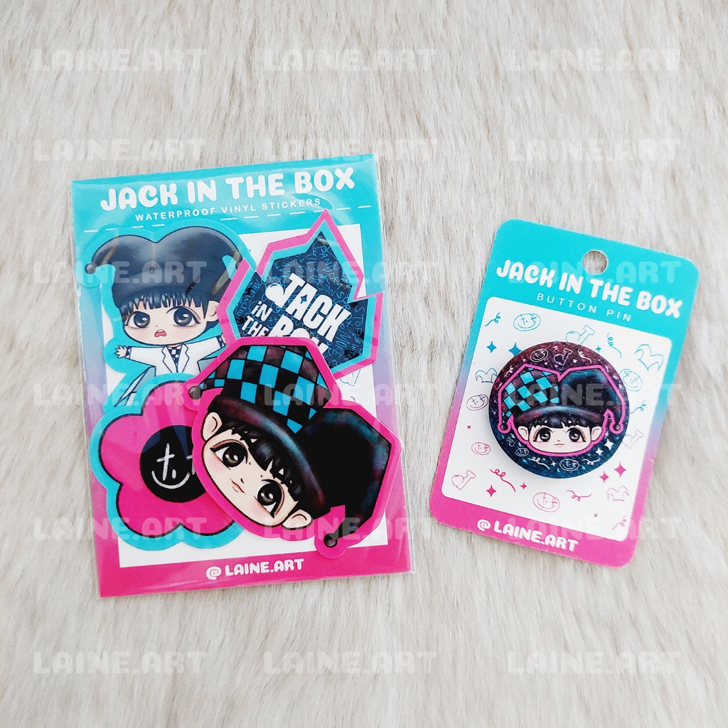 J-Hope JITB Jack in the Box Fanart Button Pin Memopad Waterproof vinyl ...