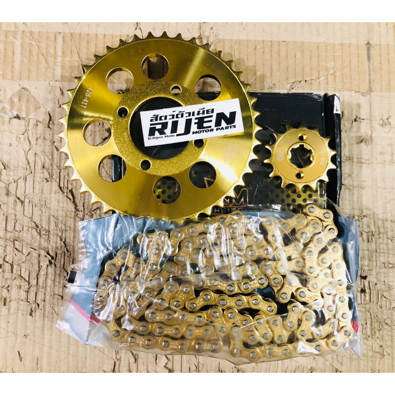 OKIMURA BRAND CHAIN SET 14/41-428 GOLD FOR RAIDER150old (1st GEN fit ...