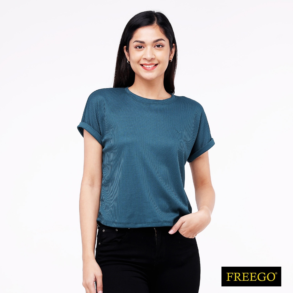 Freego Ladies Special Waffle Knits Short Sleeves Blouse AST12-0022 ...