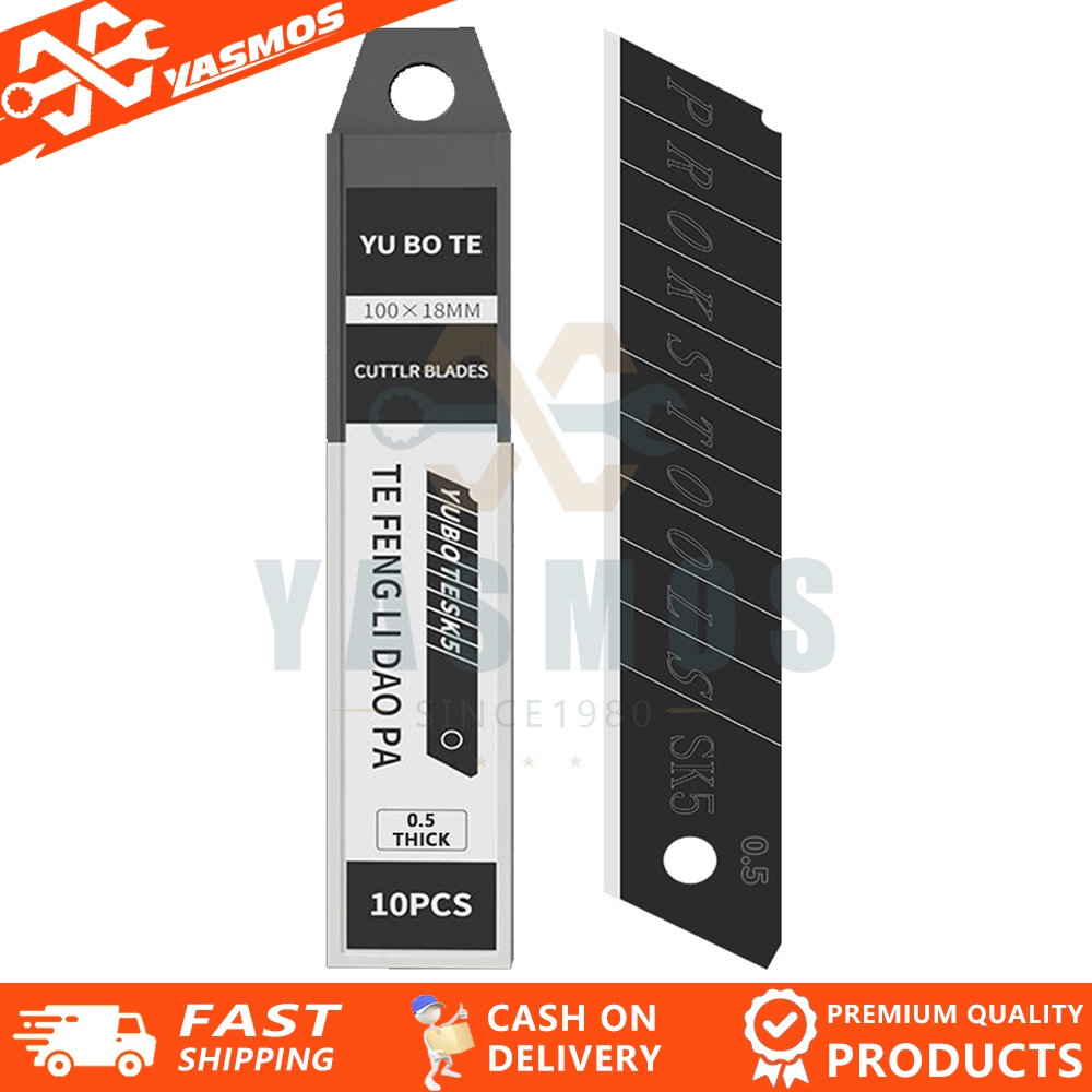 18mm Black Heavy Carbon Steel Knife Sk5 Cutter Blade 10pcs | Shopee ...