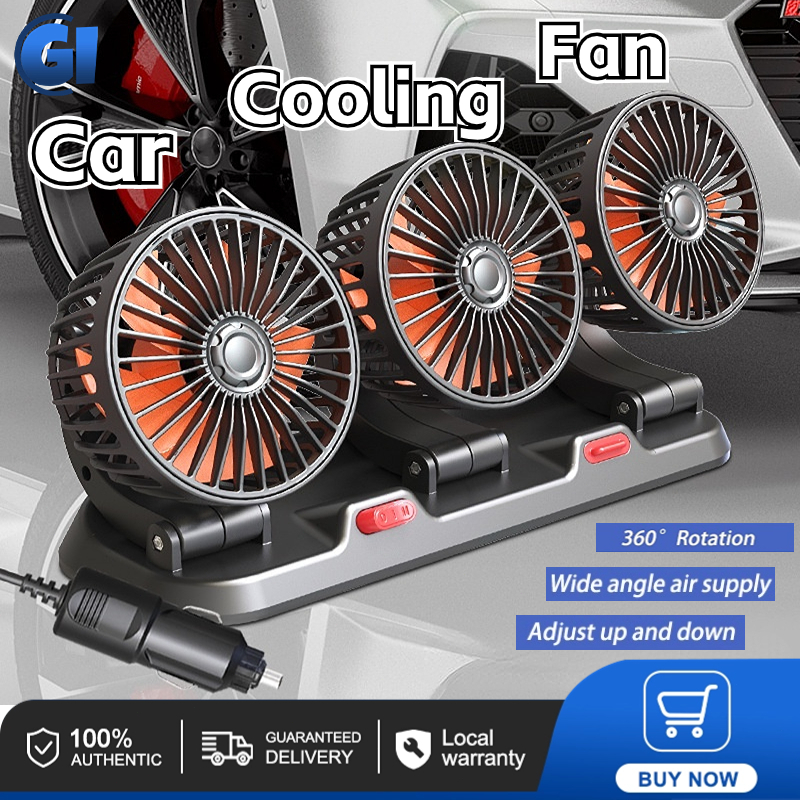 Universal Three Headed Vehicle Fan 12v/24v Rotatable Adjustable Car ...