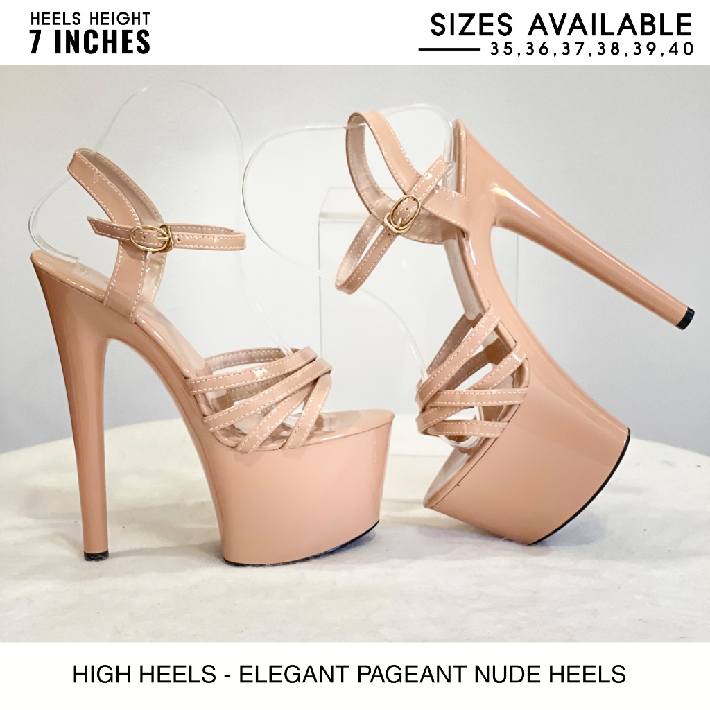 HIGH HEELS - ELEGANT PAGEANT HIGH HEELS NUDE COLOUR 7 INCHES | Shopee ...