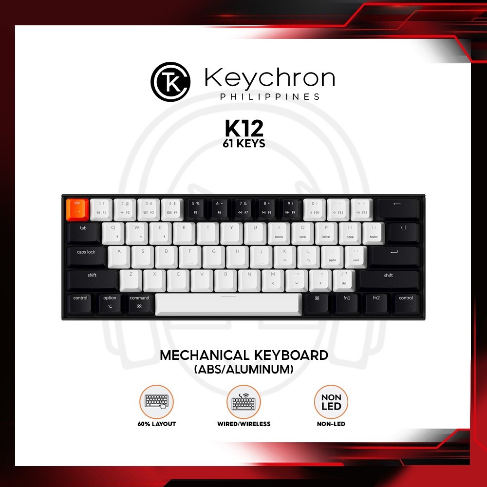 Keychron K12 Mechanical Keyboard 60% Layout, Wired/Bluetooth, Non-LED ...