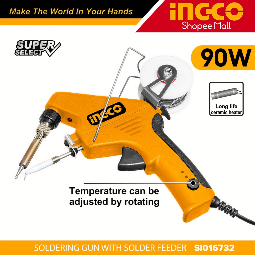 Ingco 90W Electric Soldering Gun Set with Solder Feeder Fast Heating ...