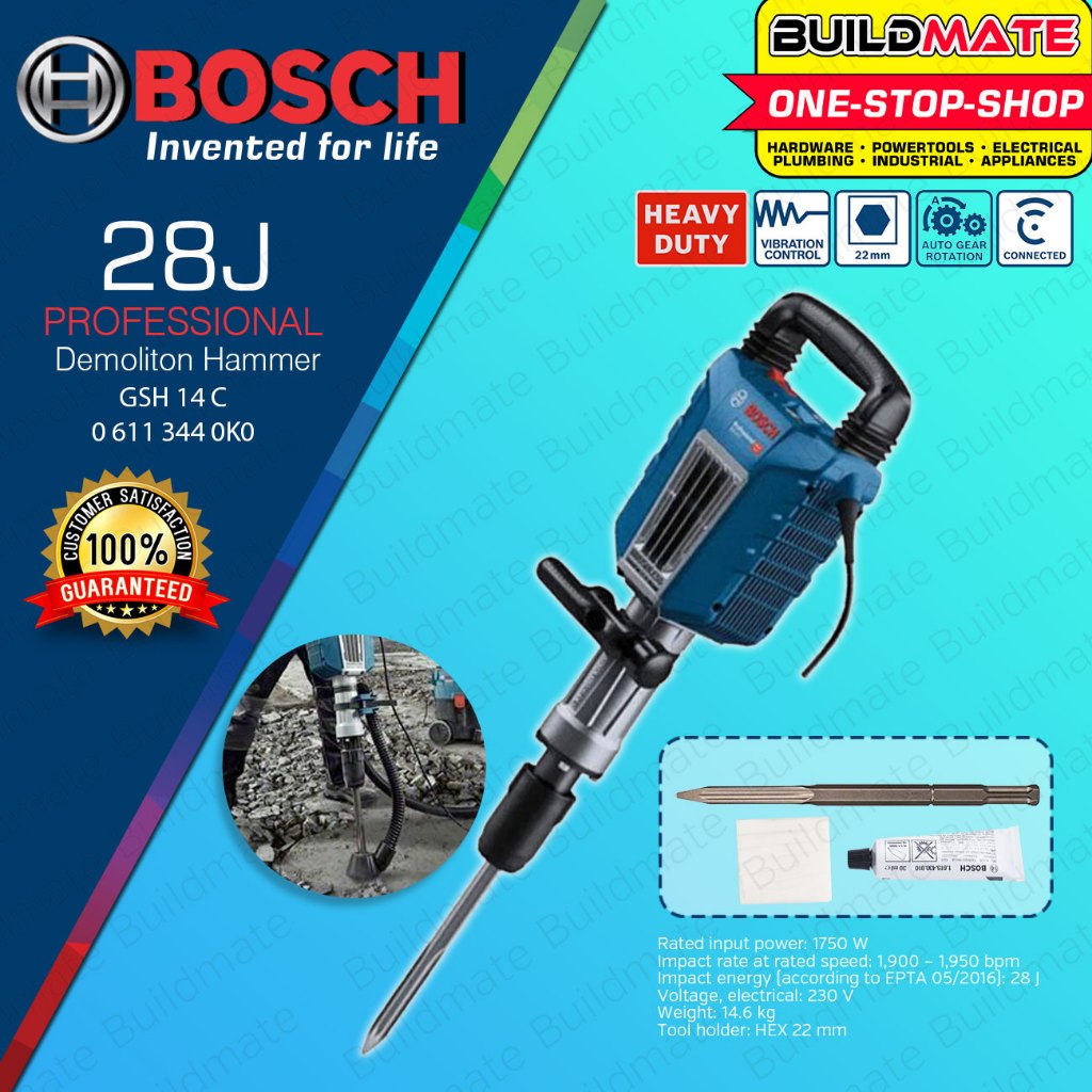 BUILDMATE Bosch 1750W Demolition Hammer 28J / 41J Jackhammer Chipping ...