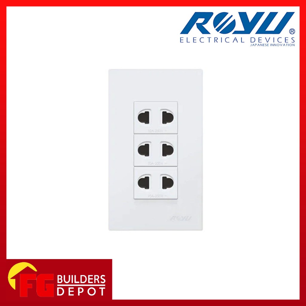 WIDE SERIES 3 GANG UNIVERSAL OUTLET SET 250V-10A WD115 (ROYU) | Shopee ...